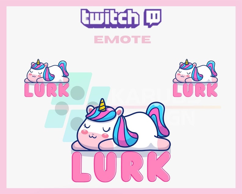 1 Twitch Emote, Cute Unicorn Lurk Emote, Bubble Text Emote, Sleeping ...