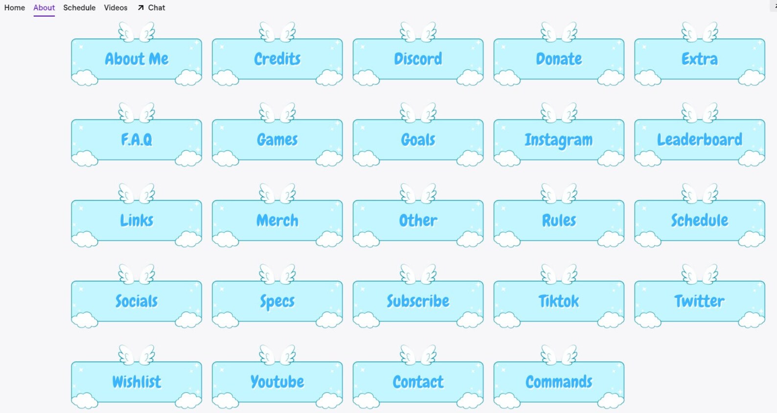 24x Twitch Panels Pack Cloud Angel Wings Panels, Cute, Aesthetic, Light ...