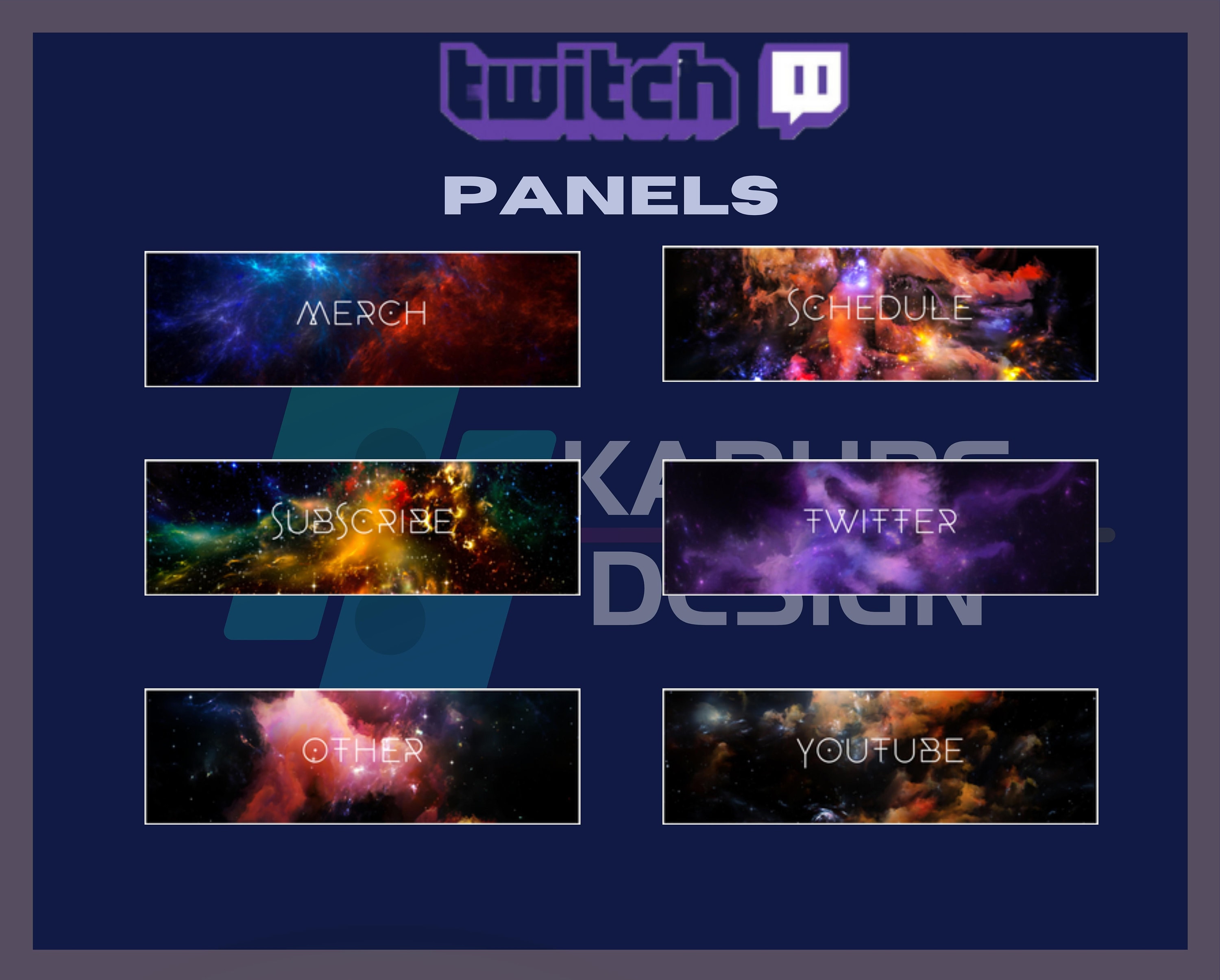24x Twitch Panels Pack - Abstract Nebula Panels, Planet, Galaxy, Sky, Colorful, Purple, for ...