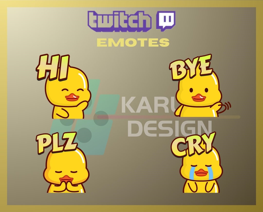4 Twitch Emotes, Cute Duck Emotes, Hi Emote, Bye Emote, Cry Emote ...