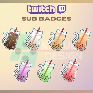 Cat Boba Tea Twitch Sub Badges, Boba Tea Badges, Cat Twitch Badges ...