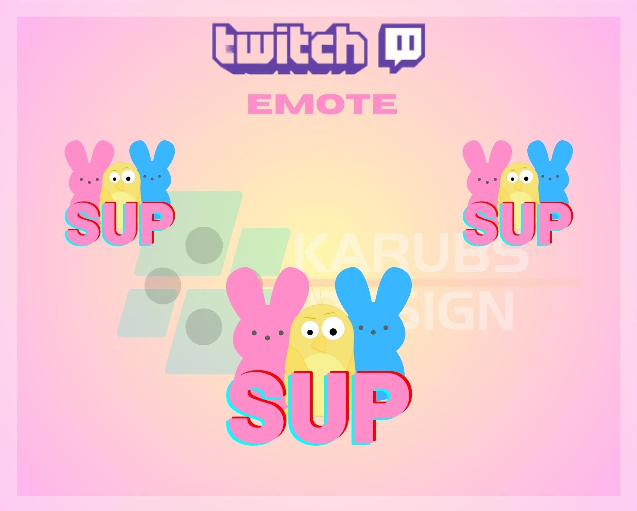 1 Twitch Emote, Sup Peeps Emote, Pink Text Emote, Twitch Emote, Cute ...
