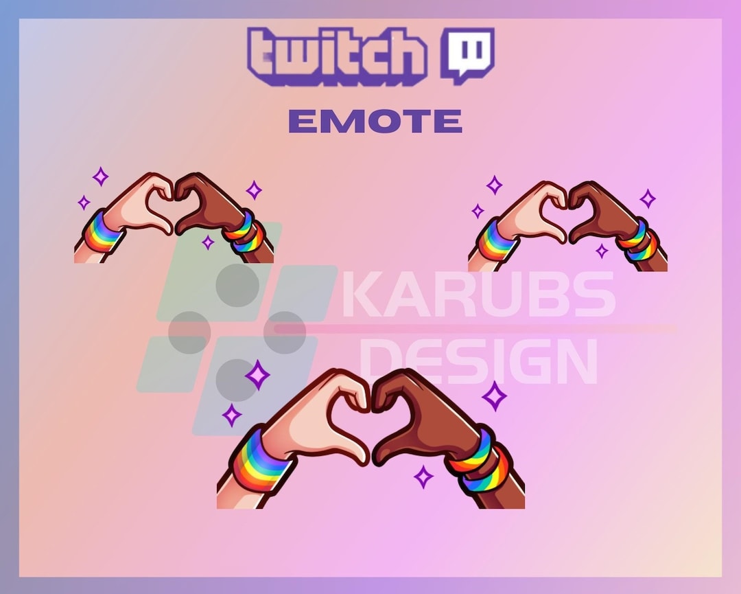 1 Twitch, Kick Emotes, Heart Hand Sign Emote, LGBTQIA Heart Emote, Cute ...