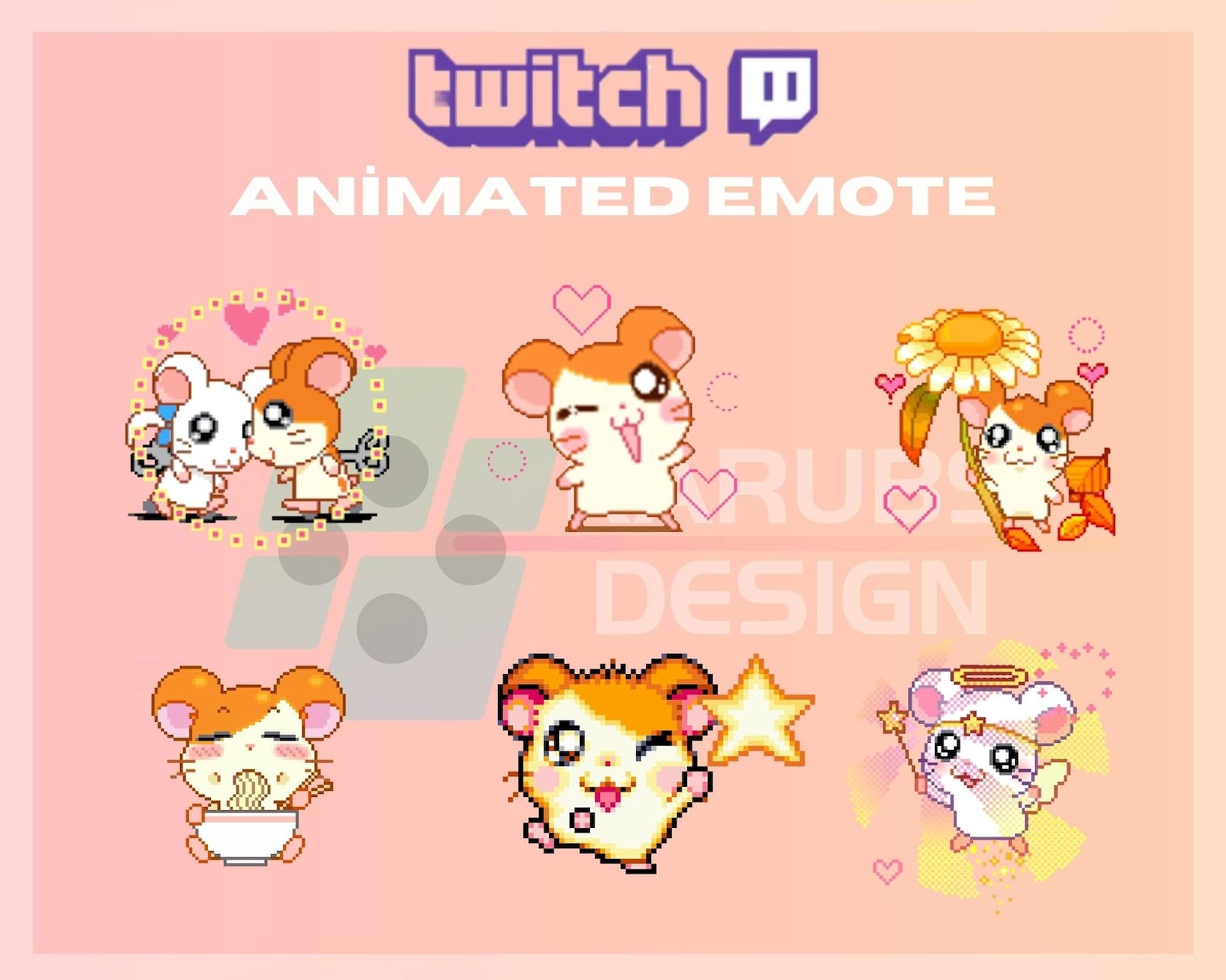 Animated Twitch Emote, Hamtaro Emote, Pixel Emote, Emote Pack, Twitch ...