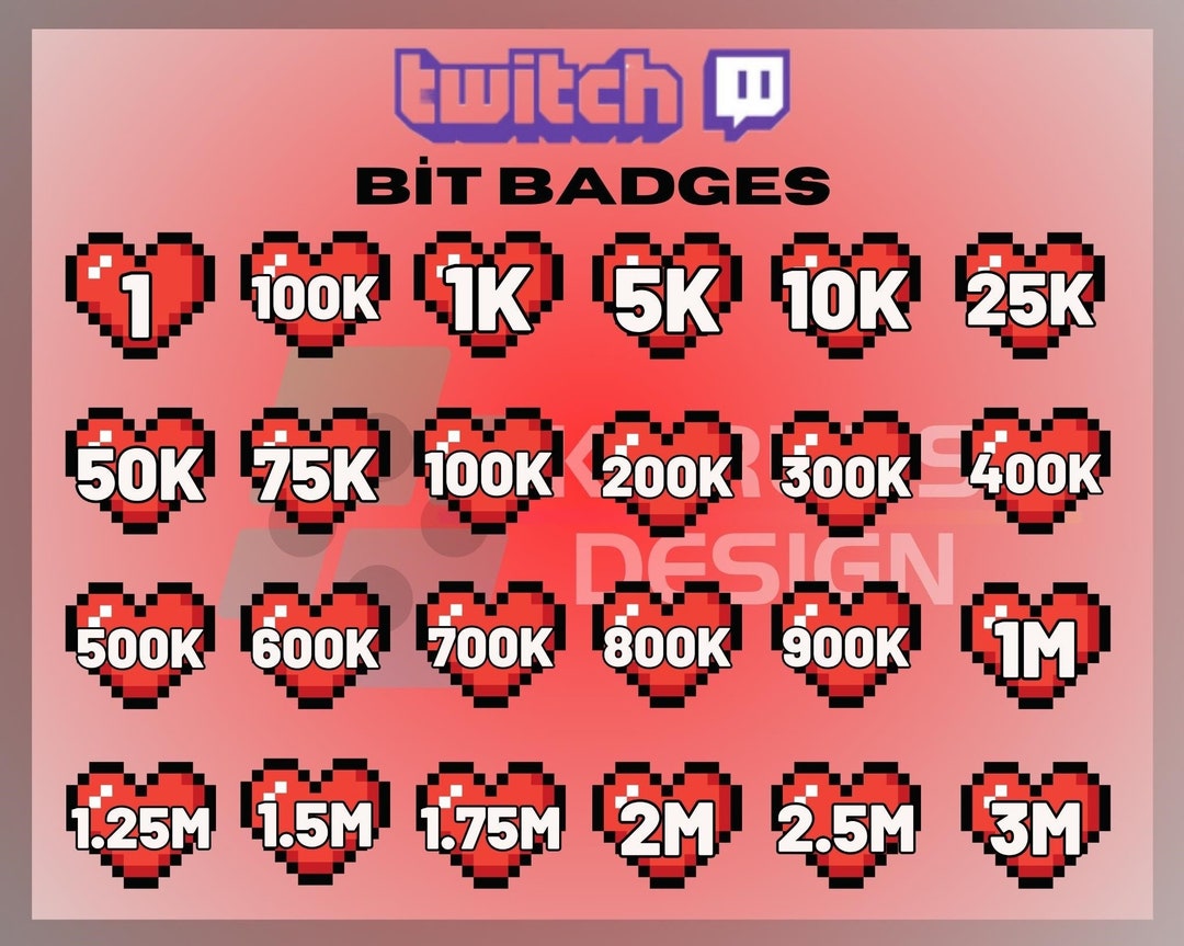 28x Pixel Heart Twitch Bit Badges, Pixel Bit Badges, Bit Badges, Twitch ...