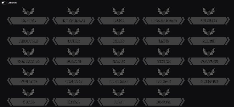24x Twitch Panels Pack- Bat Panels, Black Background, About Me Panels ...