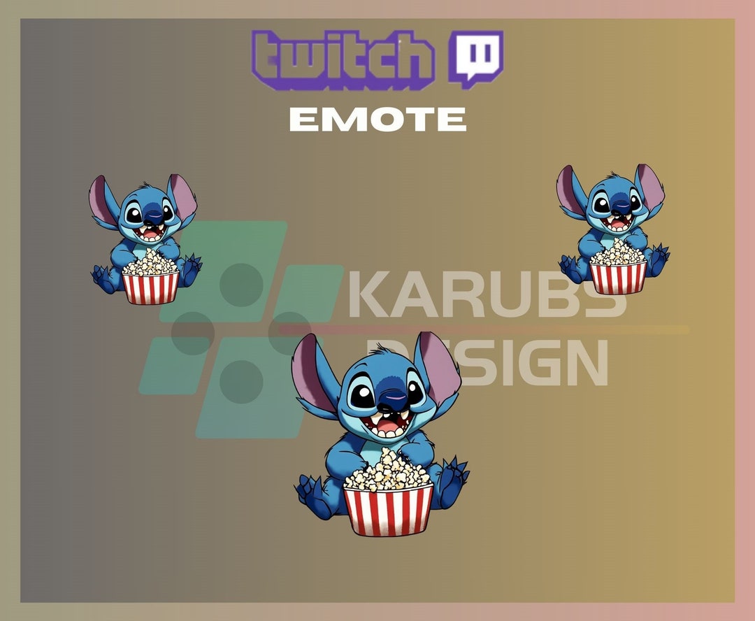 1 Twitch Emote, Stitch Popcorn Emote, Corn Emote, Funny Emote, Cute ...