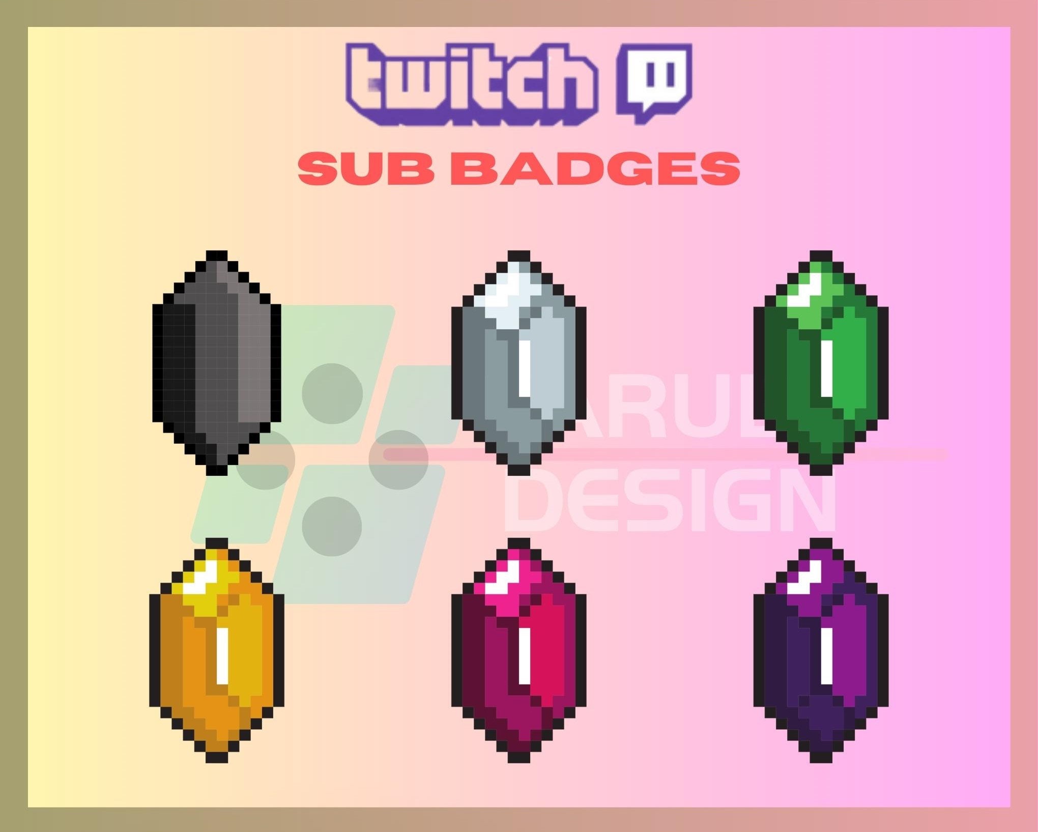 Pixel GEM STONES Twitch Sub Badges, Pixel Sub Badges, Gem Sub Badges ...