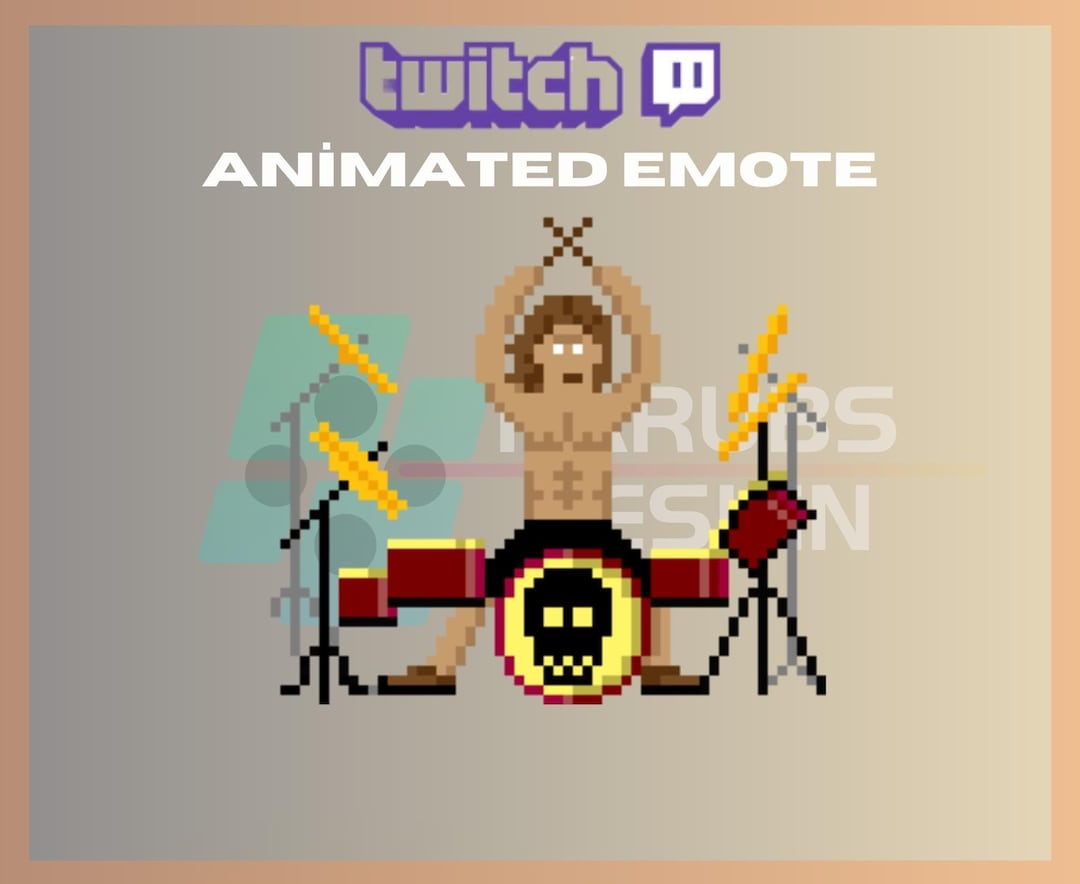 Animated Twitch Emote, Rock Drummer Emote, Rocker Emote, Pixel Emote ...
