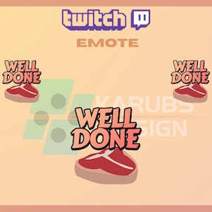 1 Twitch Emote, Well Done Steak Emote, Steak Emote, Funny Emote, Twitch ...