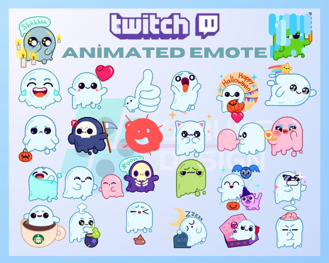 Animated Twitch, Kick Emote, Cute Ghost Emote, Pack, Bundle Emote ...