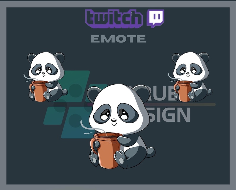 1 Twitch Emote, Cute Panda Emote, Coffee, Animal, Tired Panda, Twitch ...
