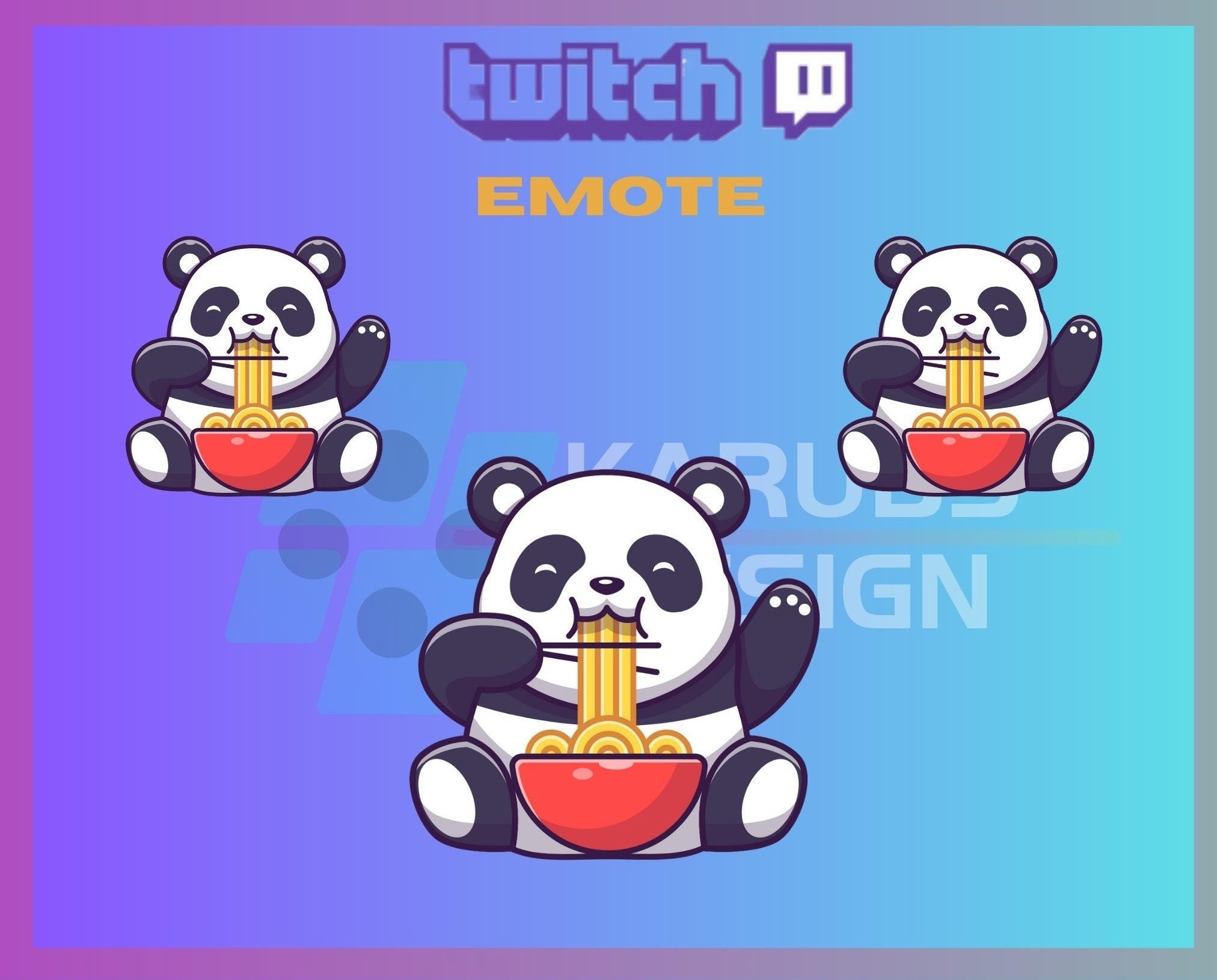 1 Twitch Emote, Ramen Panda Emote, Cute Panda, Animal, Ramen, Twitch ...