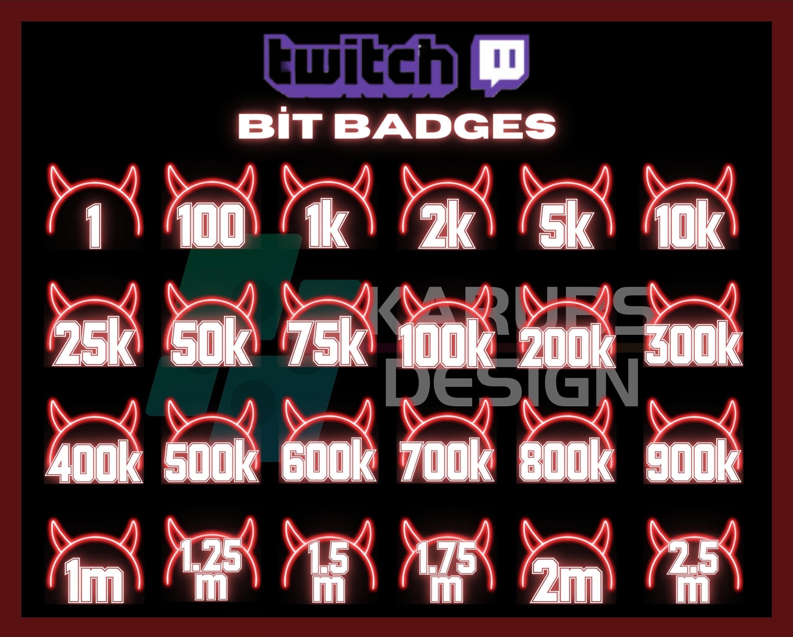 29x Red Neon Evil Bit Badges, Devil's Crown Bit Badges, Red Bit Badges ...