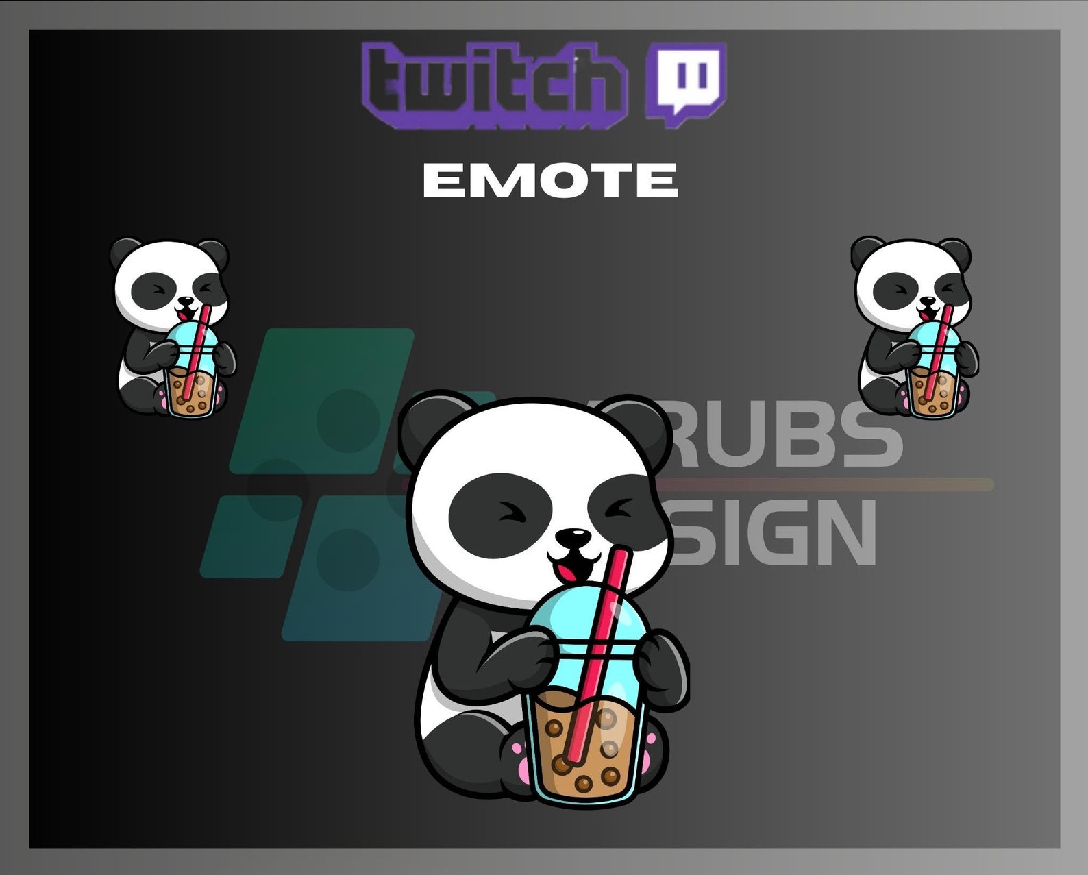 1 Twitch Emote, Cute Panda Emote, Panda Boba Milk Emote, Boba Emote ...