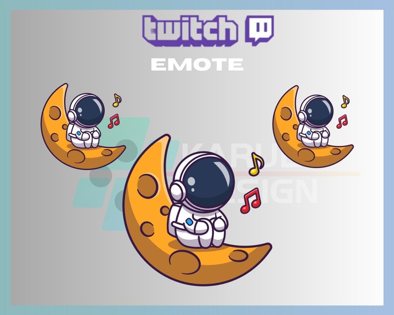 1 Twitch Emote, Music Lover Astronaut Emote,space,moon,astronaut,music ...