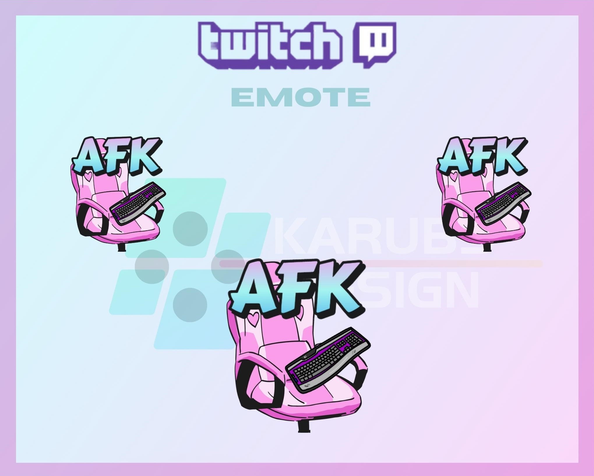 1 Twitch Emote, AFK Pink Chair Emote, Away From Keyboard, Community ...