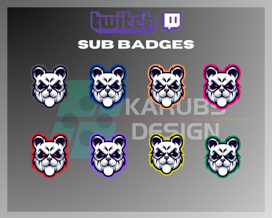 Panda Twitch Sub Badges, Kick Sub Badges, Bear Sub Badge, Twitch Sub ...