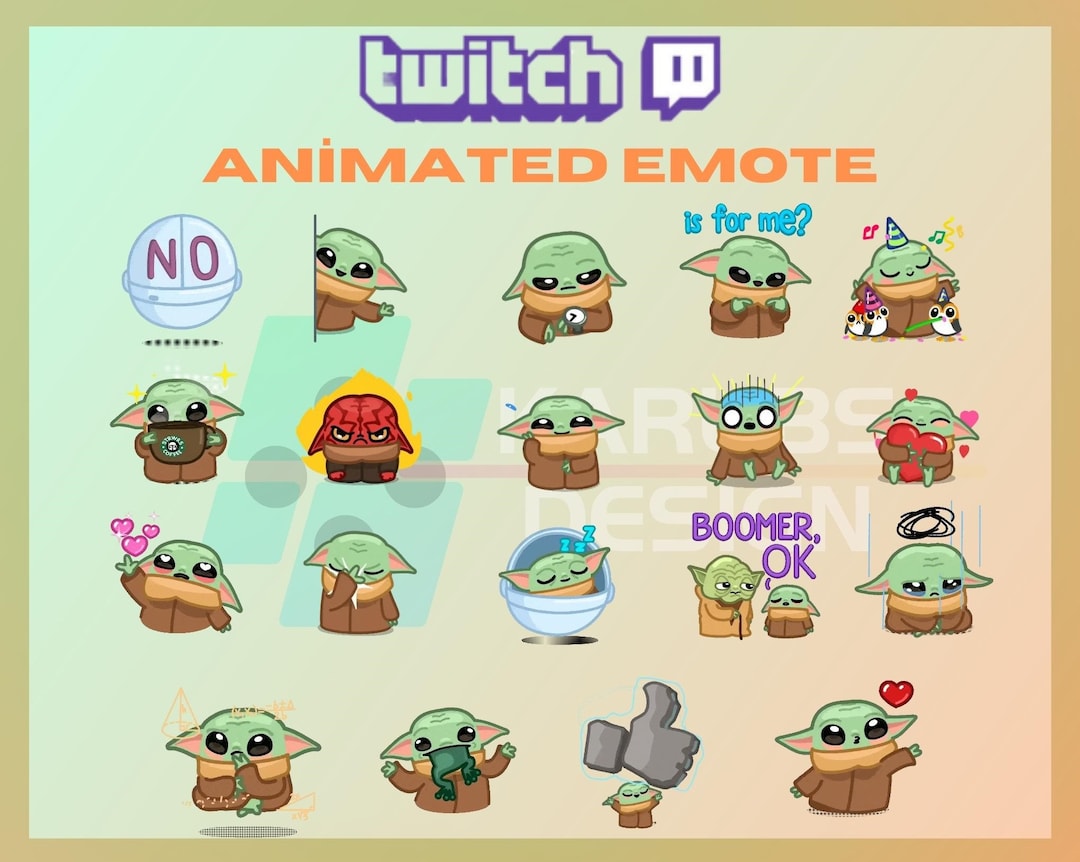 Animated Twitch, Kick Emote, Baby Yoda Animated Emote, Yoda Emote, Cute ...