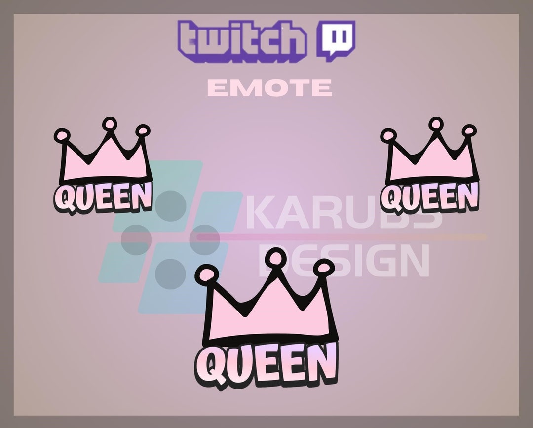 1 Twitch Emote, Queen Emote, Pink Queen Emote, Pastel Emote, Crown ...