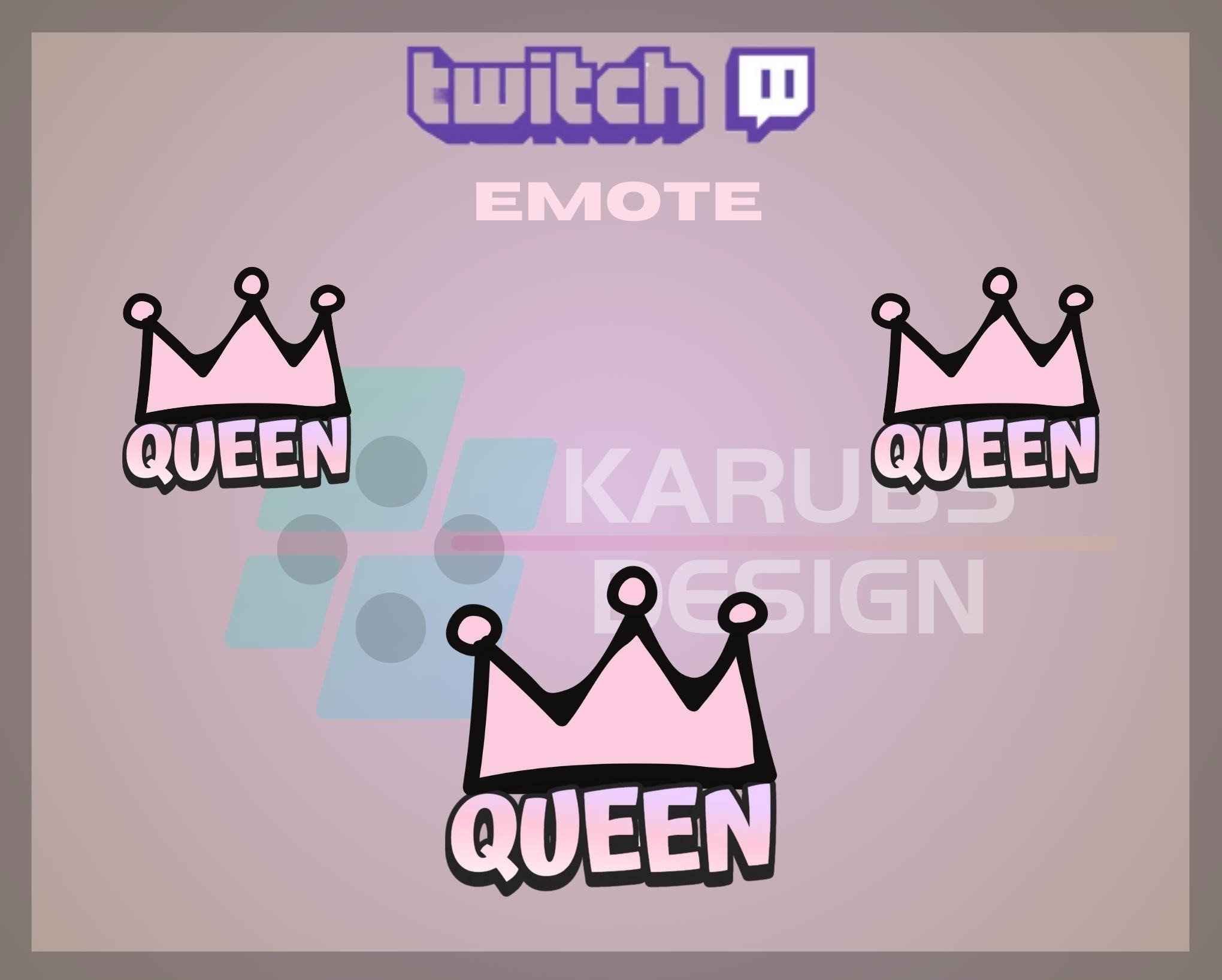 1 Twitch Emote, Queen Emote, Pink Queen Emote, Pastel Emote, Crown ...