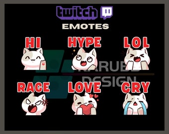 6 Twitch Emotes, Cat Emote, Cute Kitten, Hi Emote, Hype Emote, Rage ...