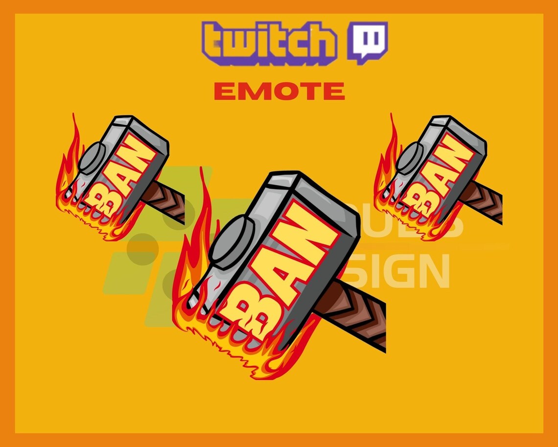 1 Emote de Twitch, Ban Hammer Emote Fire, Ban Hammer para Twitch ...