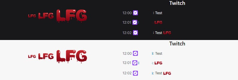 6 Twitch Emotes, Blood Text Emote, GG Emote, LOL Emote, Raid Emote, Lfg ...