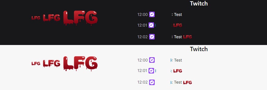 6 Twitch Emotes, Blood Text Emote, GG Emote, LOL Emote, Raid Emote, Lfg ...