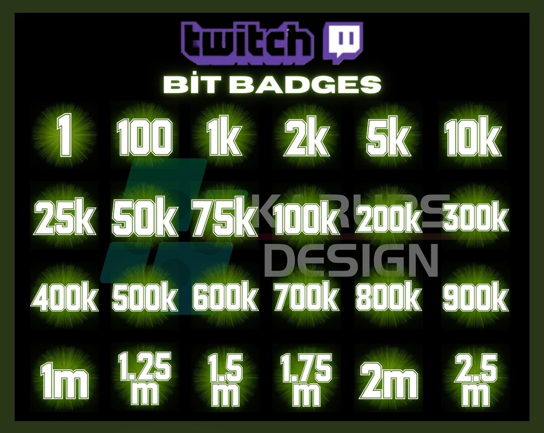 29x Green Energy Burst Bit Badges Green Neon Bit Badges Cute Bit