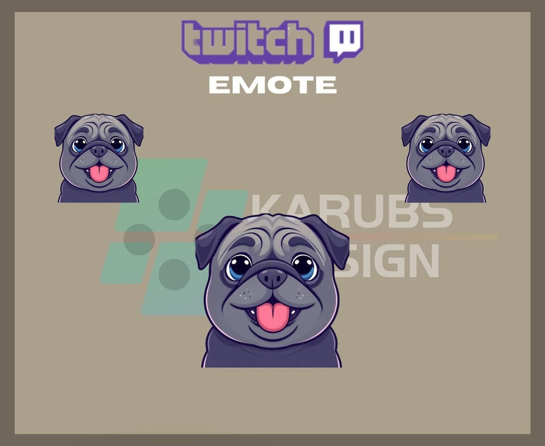 1 Twitch Emote, PUG Emote, Dog Emote, Pet Emote, Cute Emote, Animal ...