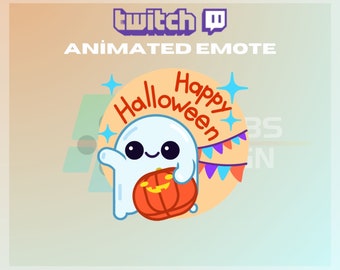 Animated Twitch, Kick Emote, Halloween Emote, Cute Ghost Emote, Happy ...