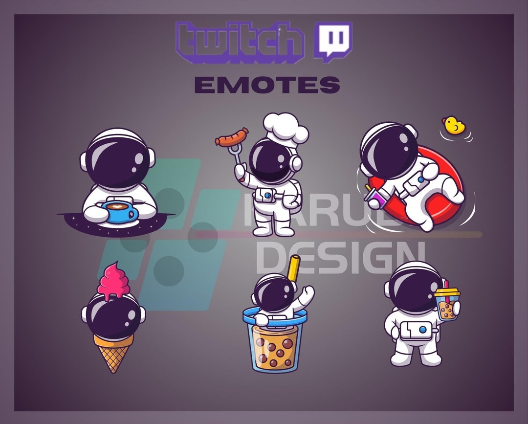 6 Twitch Emotes, Astronaut Emotes, Swim Bed, Bubble Tea Drink, Chef ...