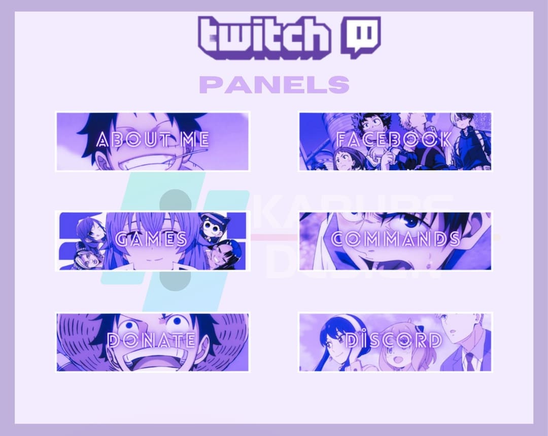 15x Twitch Panels Pack - Cute Anime Panels, Anime Girl, Purple Panel ...