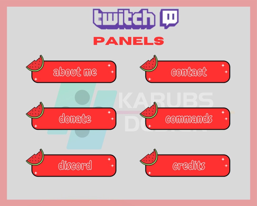 24x Twitch Panel Pack - Watermelon Panels, Fruit Twitch Panels, Cute ...