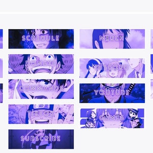 15x Twitch Panels Pack - Cute Anime Panels, Anime Girl, Purple Panel ...