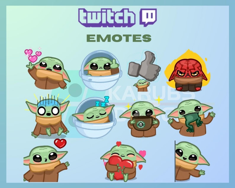 11 Twitch, Kick Emotes, Baby Yoda Emote Pack, Cute Emote, Heart Emote ...
