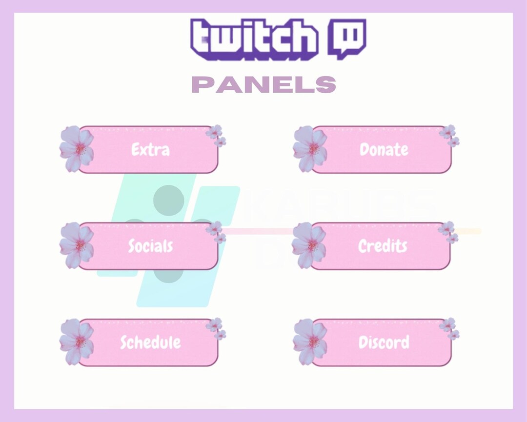 24x Twitch Panels Pack- Pink Floral Panel, Cute Sakura, Shining Stars ...