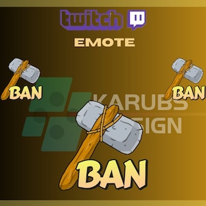 1 Twitch Emote, Stone Ban Hammer Emote, Cute Emote, Discord, Community ...