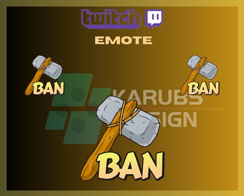 1 Twitch Emote, Stone Ban Hammer Emote, Cute Emote, Discord, Community ...