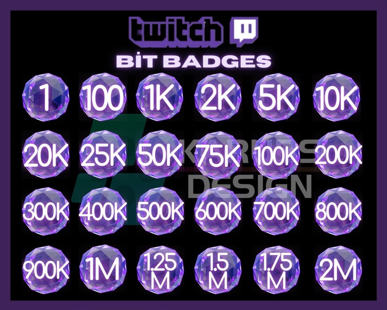30x Gemstone Twitch Bit Badges, Crystal Gem Bit Badges, Twitch Bits ...