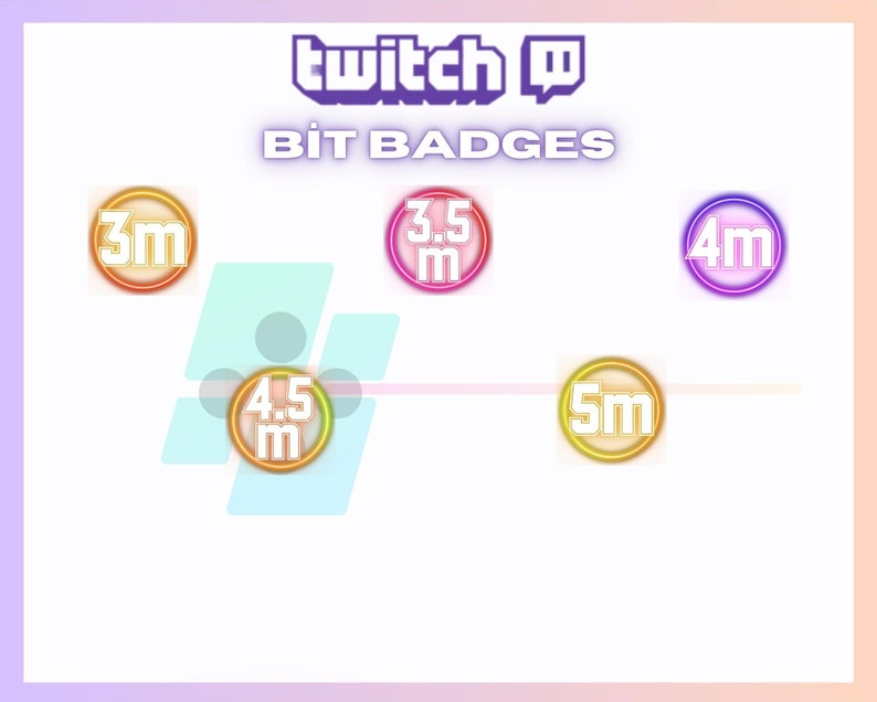 29x Modern Rainbow Neon Twitch Bit Tier Badges, Neon Bit Badges, Modern ...