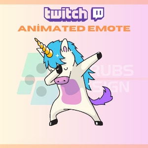 Animated Twitch, Kick Emote, Dabbing Unicorn Emote, Dab Emote, Cute ...