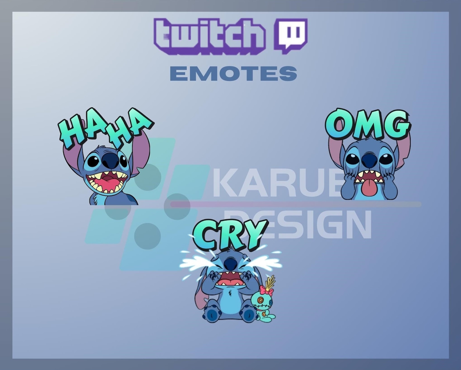 3 Twitch Emotes Stitch Emote Hahaha Emote OMG Emote - Etsy