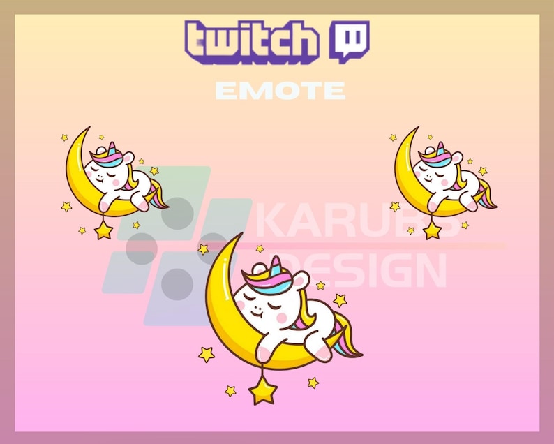 1 Twitch Emote, Unicorn Sleeping Emote, Moonicorn Emote, Moon Unicorn ...