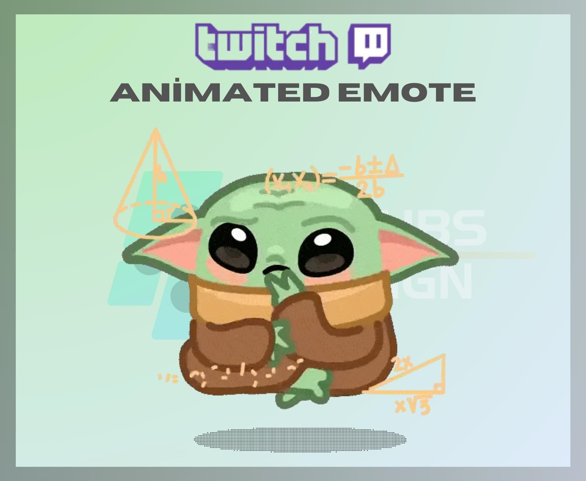Animated Twitch, Kick Emote, Baby Yoda Maths Thinking Emote, Cute Emote ...