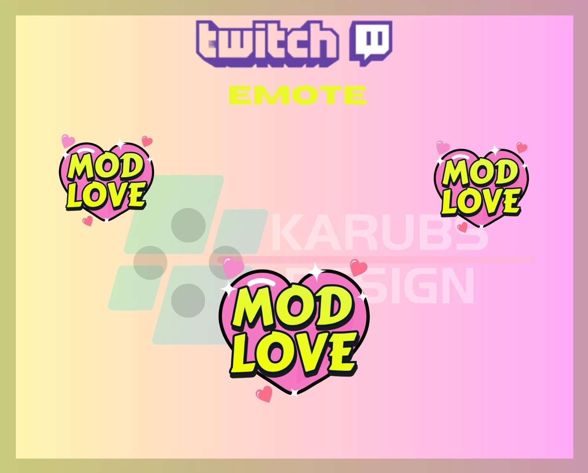 1 Twitch Emote, Mod Love Emote, Community Emote, Pink Heart Emote, Cute ...