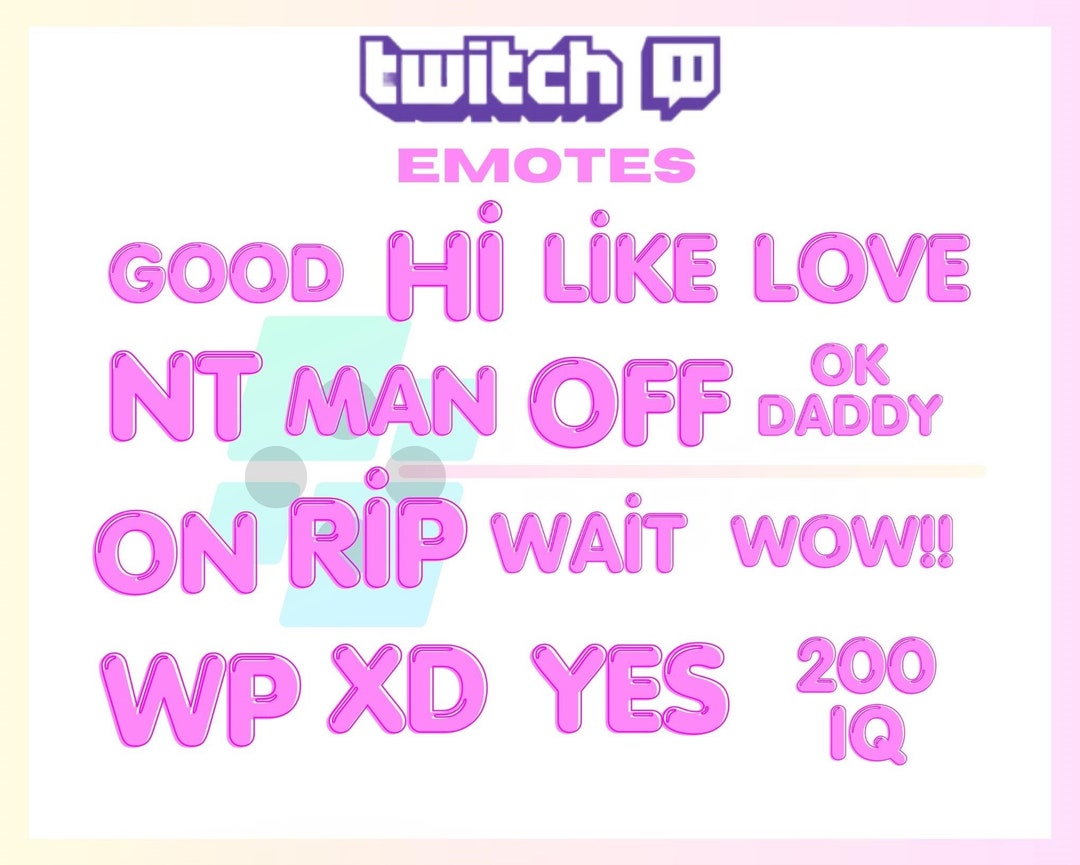28 Twitch Emotes, Pink Text Emote, Emote Bundle, Bubble Letter Emote ...