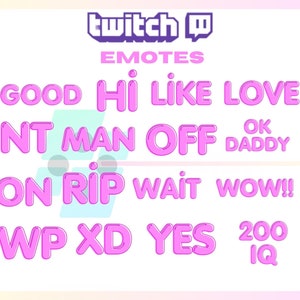 28 Twitch Emotes, Pink Text Emote, Emote Bundle, Bubble Letter Emote ...