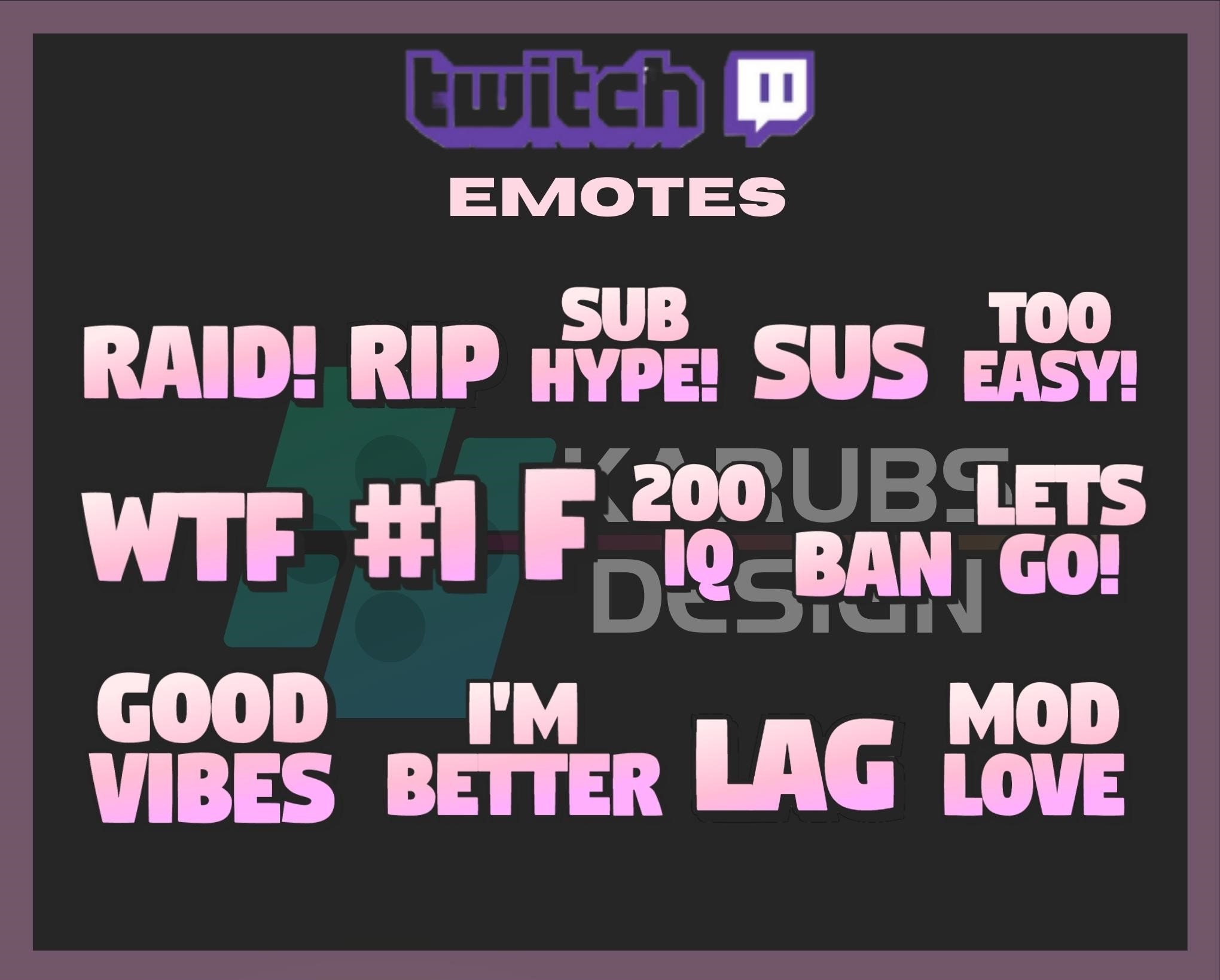 15 Twitch Emotes, Pink Text Emote, Emote Bundle, Cute Emotes, Emote ...